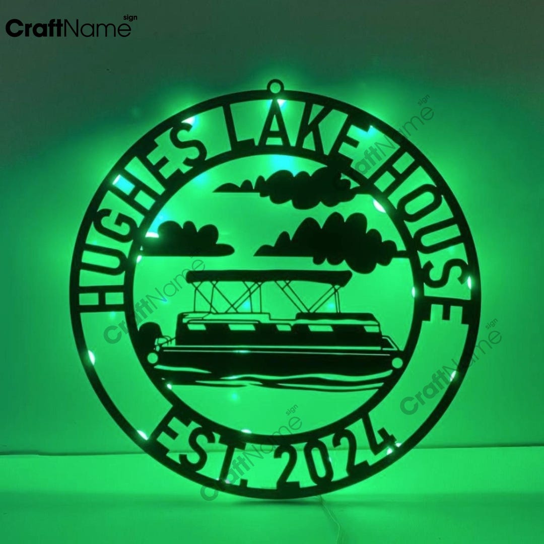 Personalized Lake House Metal Sign With LED Lights, Custom Lake House ...