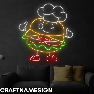 Burger Chef Led Sign, Burger Chef Kitchen Neon Sign, Custom Neon Sign ...