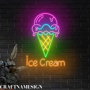 Ice Cream Led Sign, Ice Cream Shop Signboard Neon Sign, Custom Neon Led ...