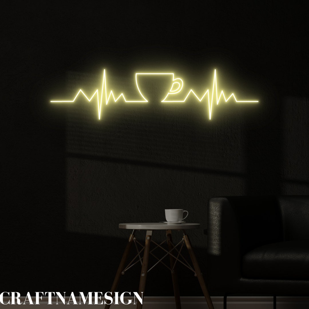 Heartbeat Coffee Neon Light, Coffee Shop Led Light, Custom Neon Sign ...