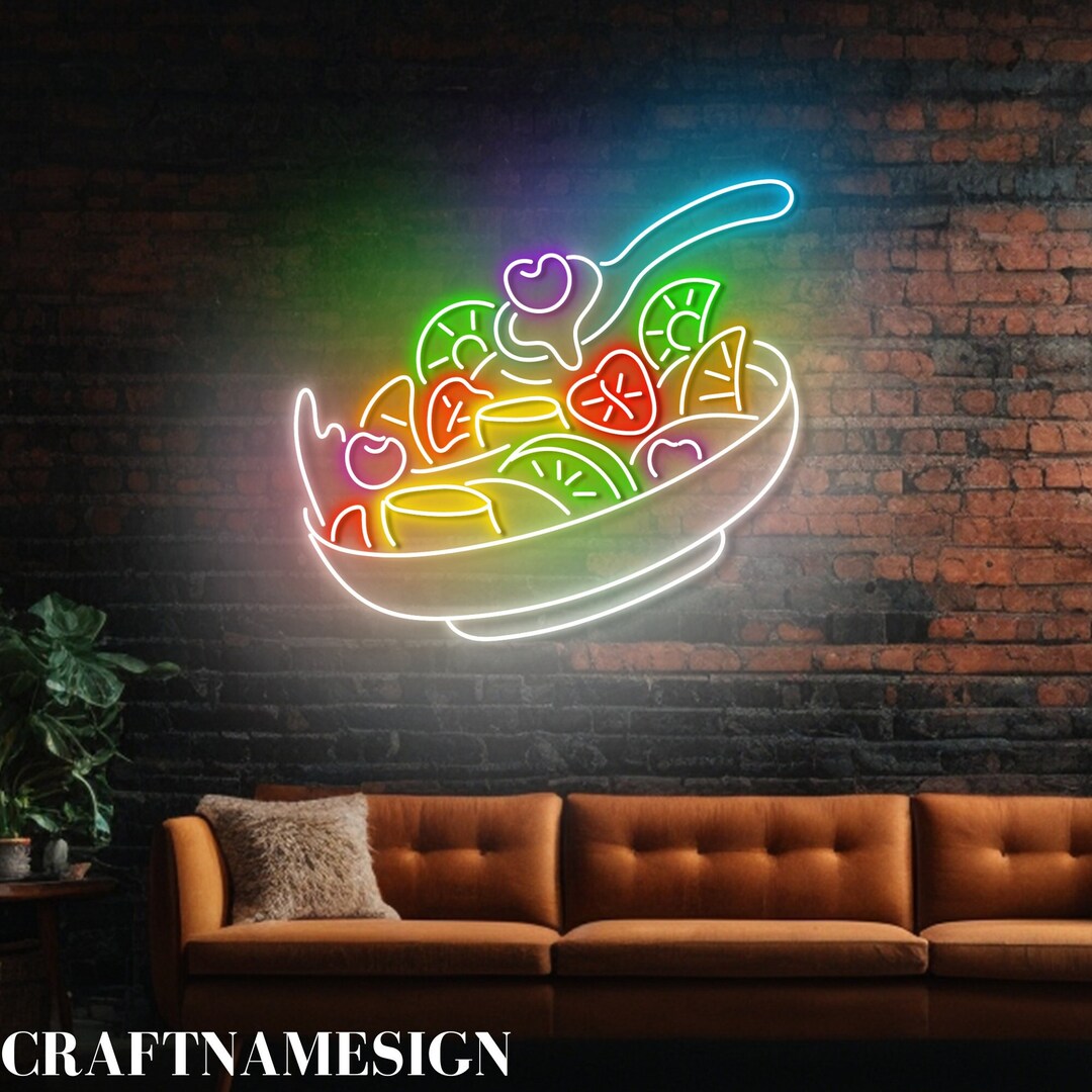 Healthy Fruit Salad Neon Sign, Vegetable Salad Led Sign, Salad Neon ...
