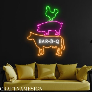 Cow Pig Chicken BBQ Led Sign, Custom Neon Sign, Barbecue Grill Bar ...
