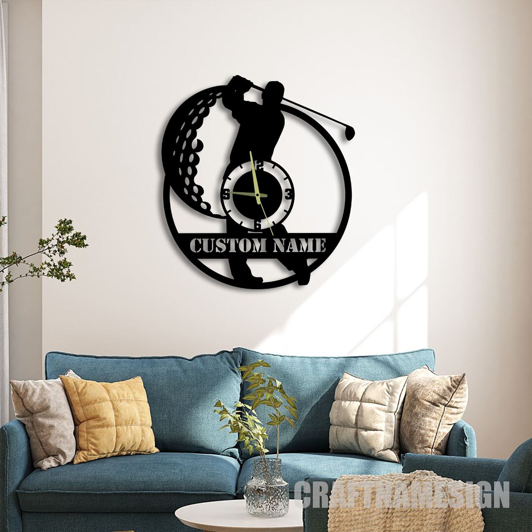 Custom Golfer Wall Clock, Wall Clock Unique for Home Decor and Wall ...
