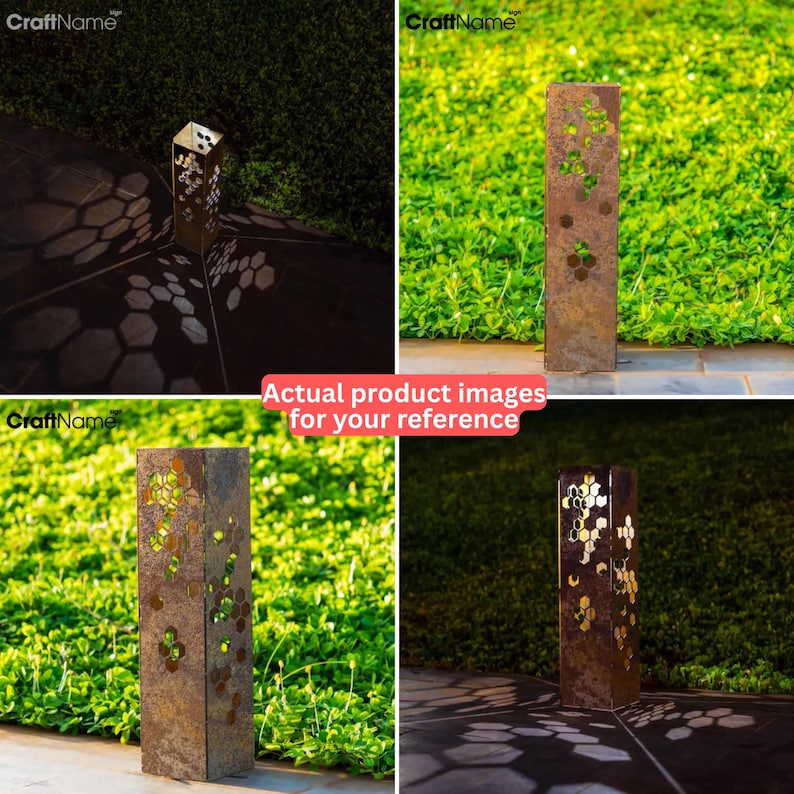 Rustic Metal Address Garden Column, Custom Steel House Numbers, Outdoor ...