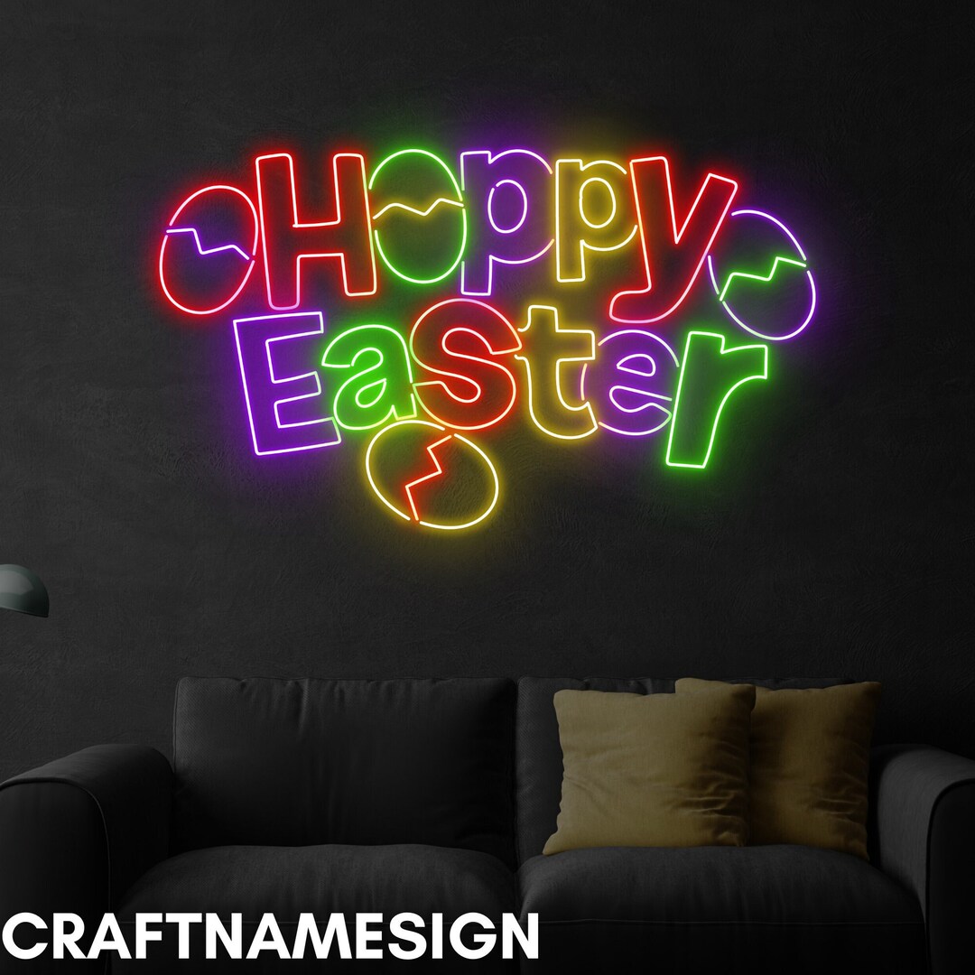 Hoppy Easter Led Sign, Happy Easter Day Neon Sign, Custom Neon Sign ...