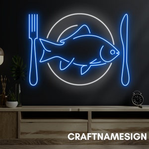 Fish Dish Neon Sign, Fish Menu Led Sign, Custom Neon Sign, Seafood ...