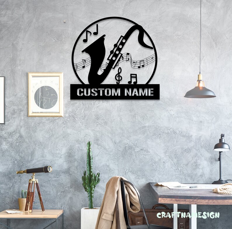 Custom Saxophone Musical Instrument Metal Wall Art LED Light ...