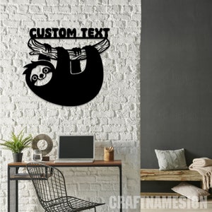 Custom Cute Sloth Metal Wall Art LED Light - Personalized Funny Lazy ...