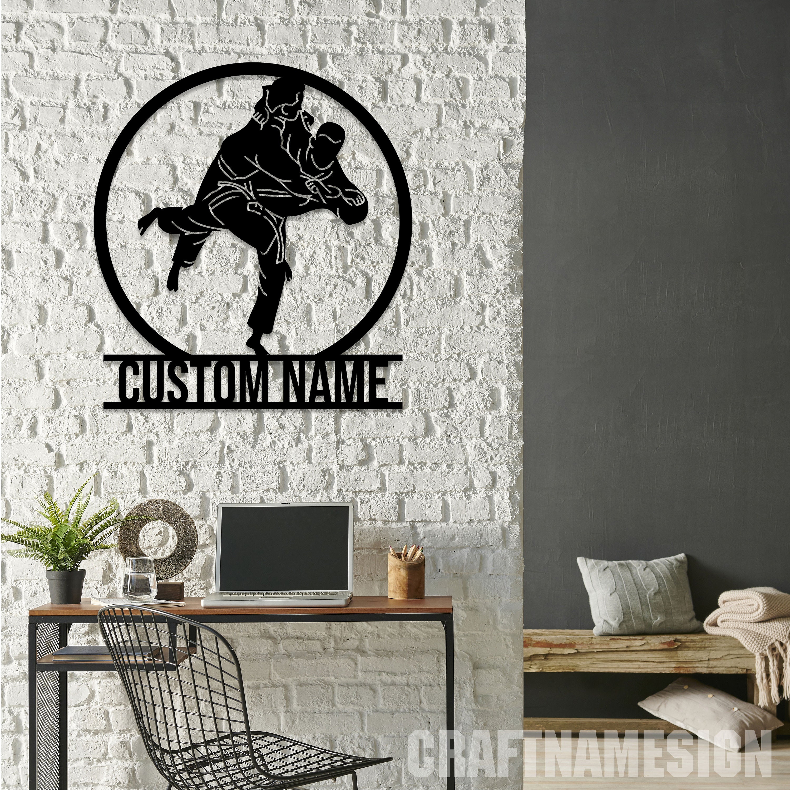 Personalized Judo Sport Metal Wall Art With Led Lights, Custom Martial ...