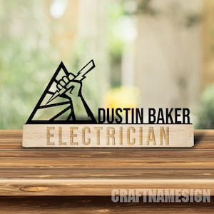 Custom Wooden Electrical Engineer Desk Name Plate, Electrical Worker ...