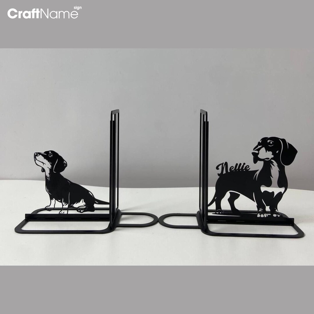 Custom Dachshund Dog Bookend Metal Art, Book Nook Table Office Decor ...
