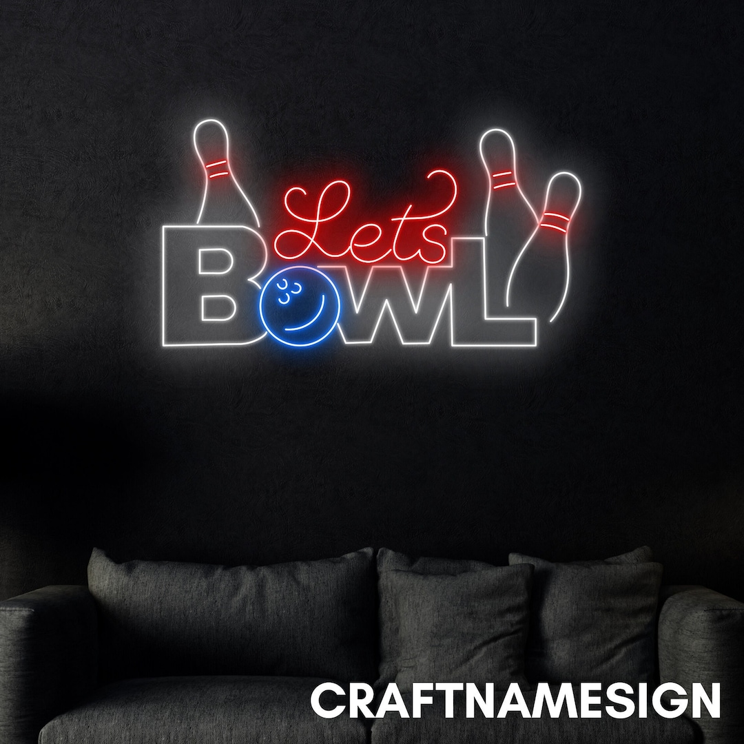 Let's Bowl Neon Sign, Bowling Led Sign, Custom Neon Sign, Sport Shop ...