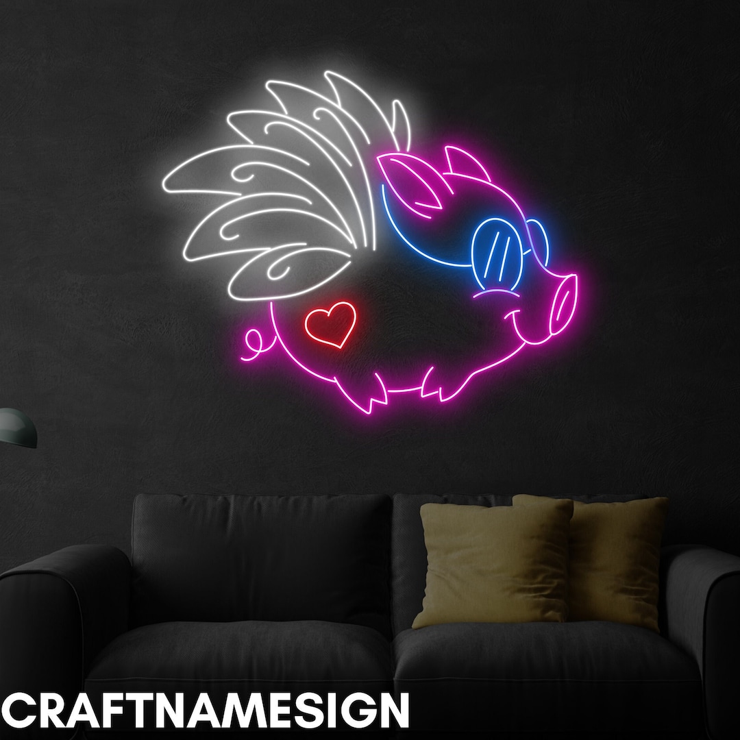 Cool Pig Wings Neon Sign, Cool Pig Led Sign, Custom Neon Sign ...