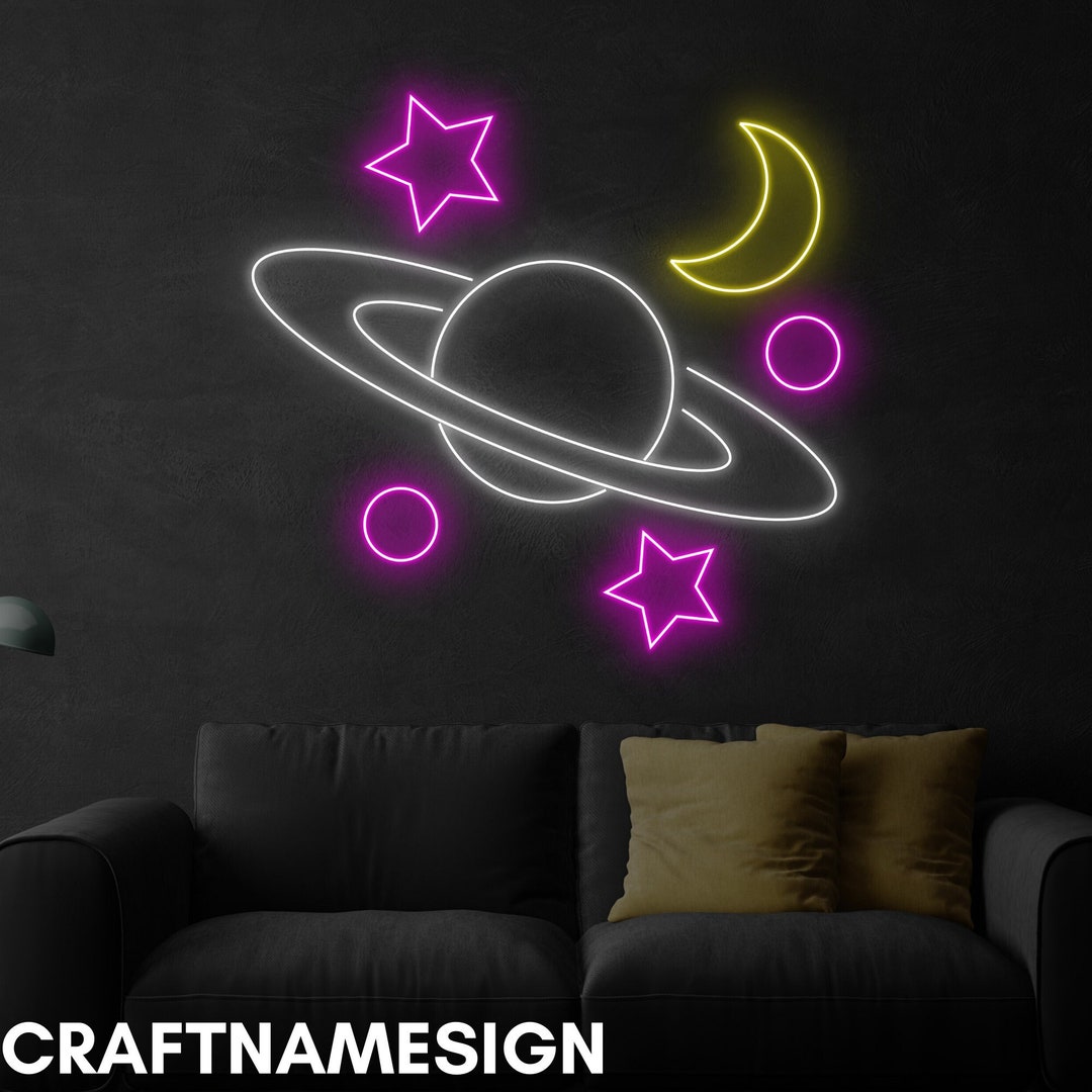 Saturn Star Neon Sign, Saturn Star Led Sign, Custom Neon Sign, Toy ...