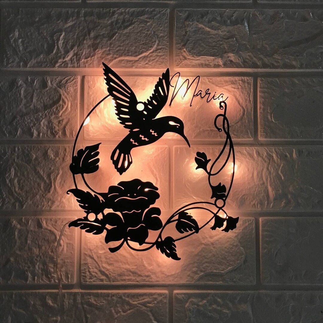 Custom Hummingbird Metal Wall Art LED Light Personalized Hummingbird ...