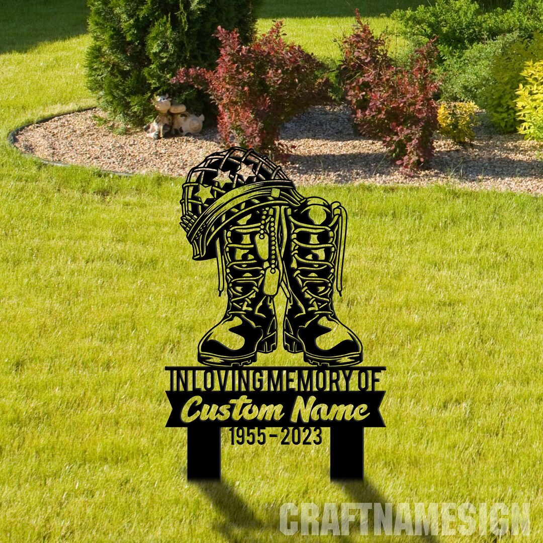 Custom Fallen Soldier Army Veteran Memorial Stake, Grave Marker, Metal ...