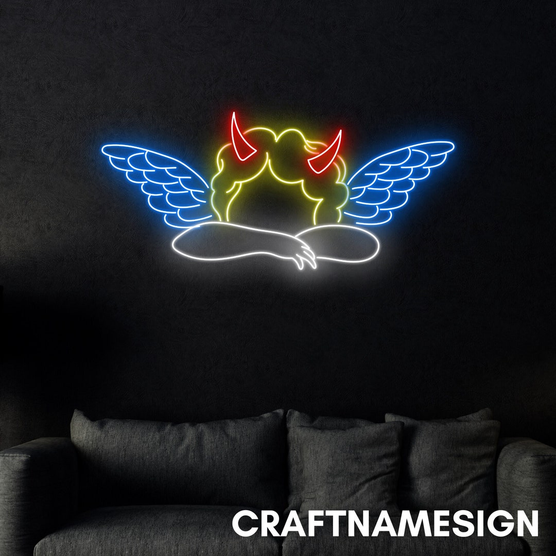 Angel Devil Neon Sign, Angel Devil Heart Led Sign, Custom Neon Sign ...