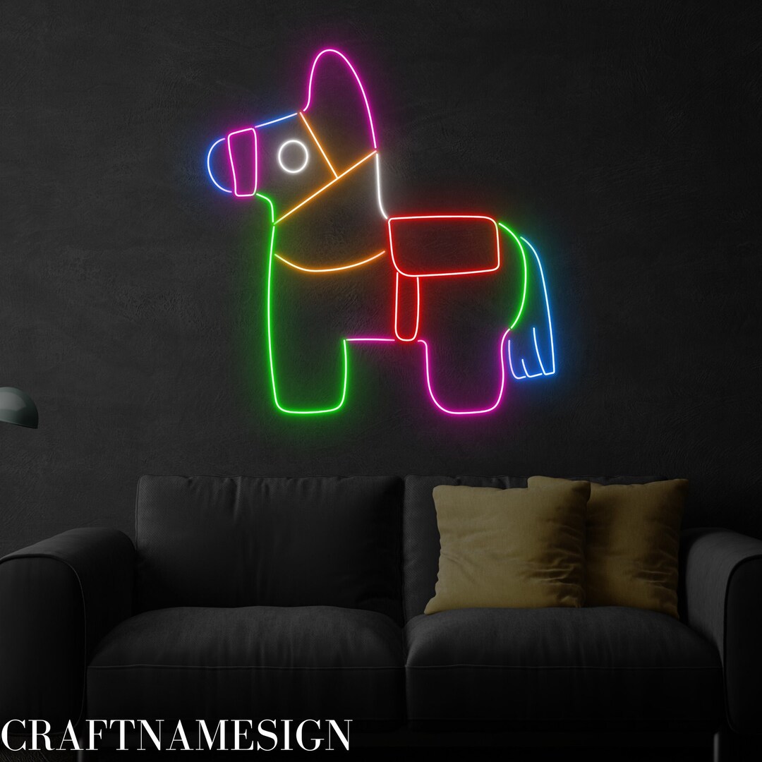 Mexican Pinata Rainbow Neon Sign, Fiesta Donkey Pinata Led Sign, Custom ...