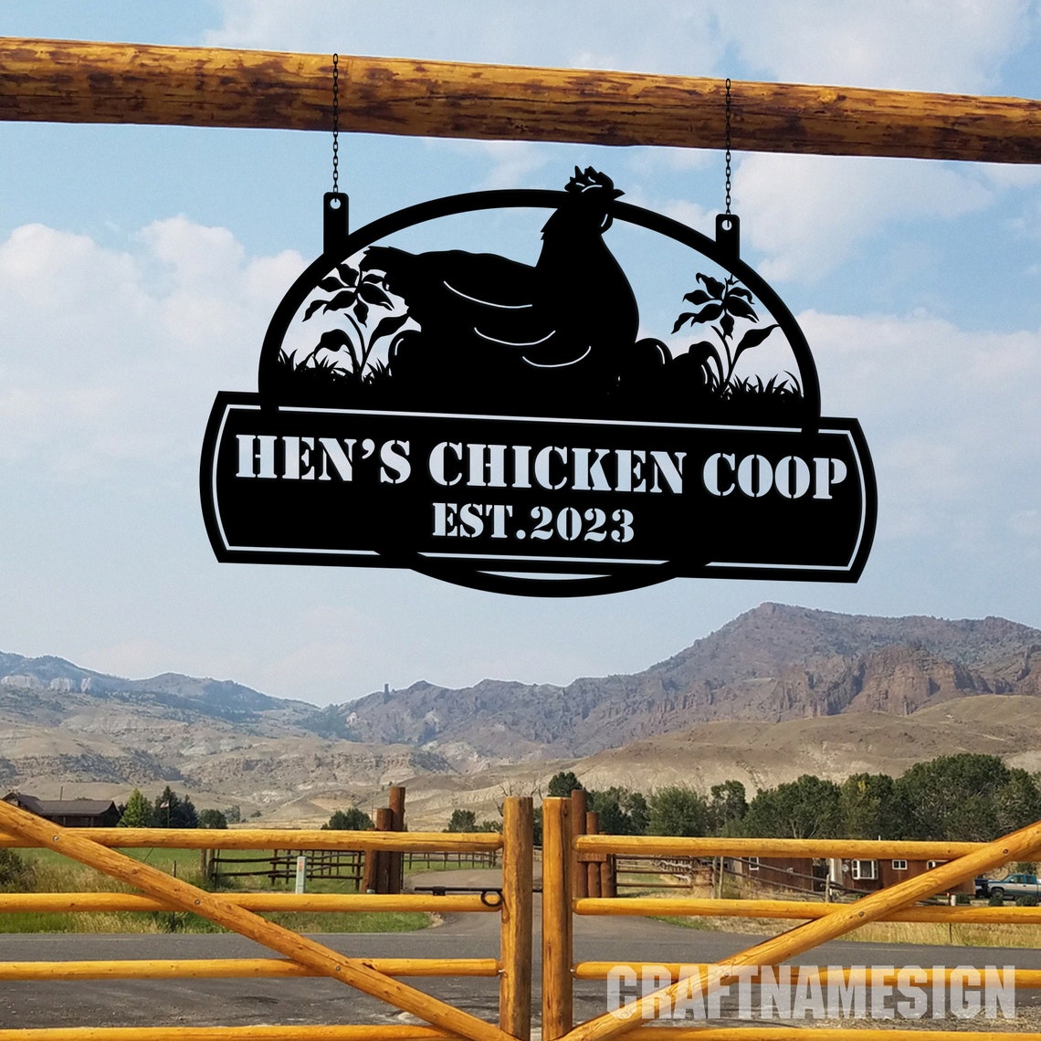 Personalized Outdoor Chicken Farm Metal Sign, Metal Name Sign Outdoor ...