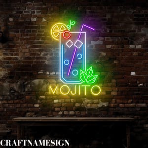 Mojito Neon Sign, Mojito Cocktails Led Sign, Cuban Bar Pub Wall Art ...