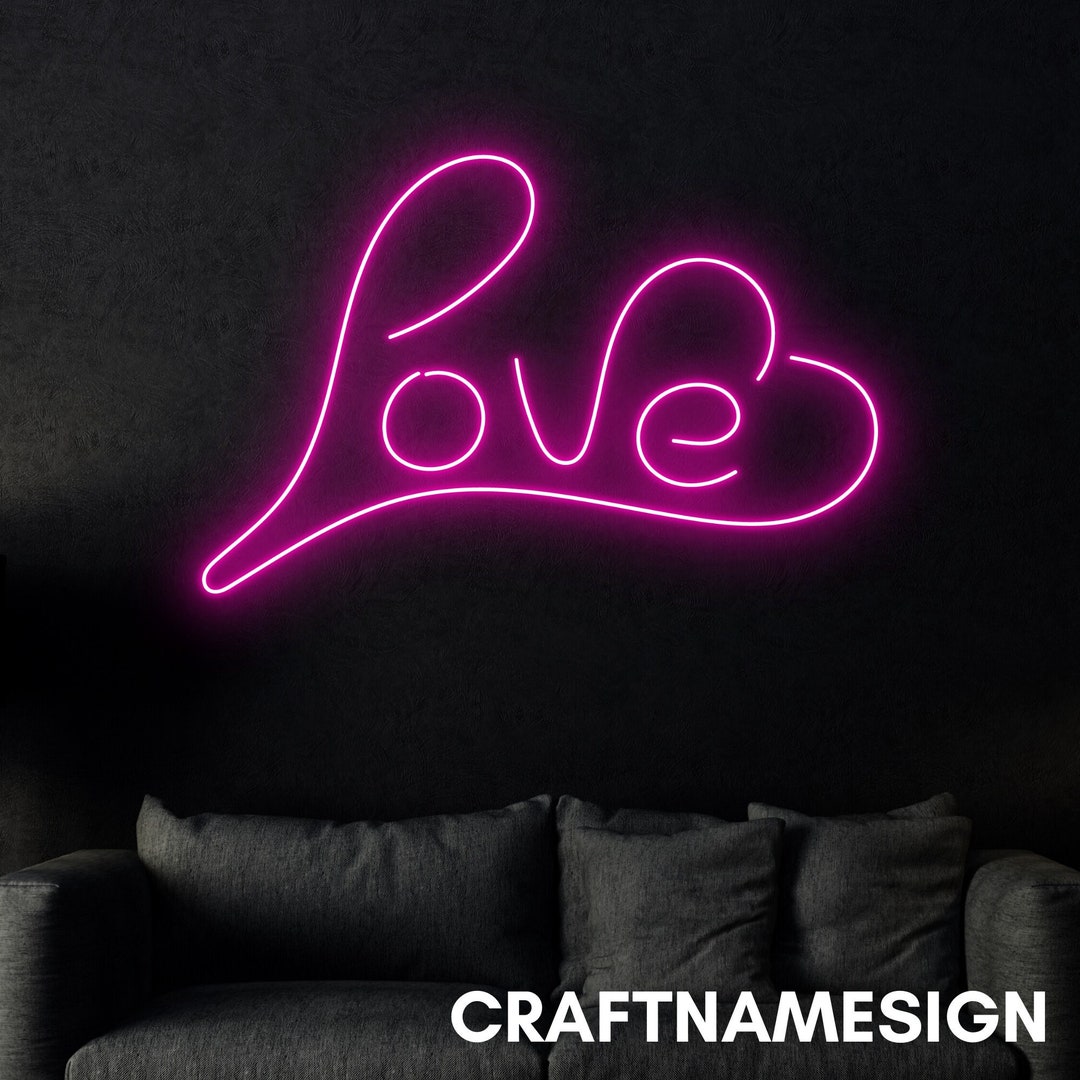 Love Heart Neon Sign, Love Heart Led Sign, Custom Neon Sign, Wedding ...