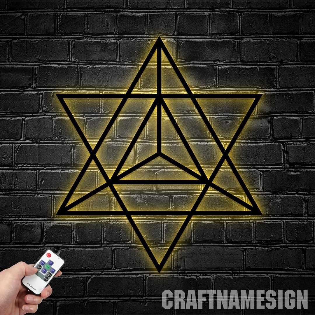 Sacred Geometry Metal Wall Art Led Light, Home Meditation Metal Yoga ...
