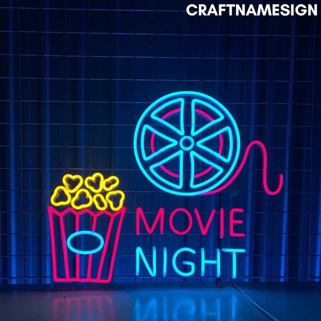 Movie Night Neon Sign, Cinema Led Sign, Custom Neon Sign, Movie Theater ...