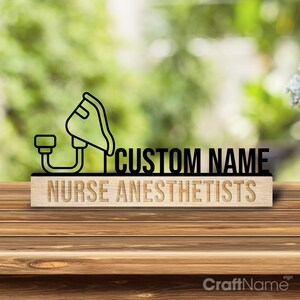 Custom Nurse Anesthetists Metal Desk Name Plate, Nurse Wooden Nameplate ...