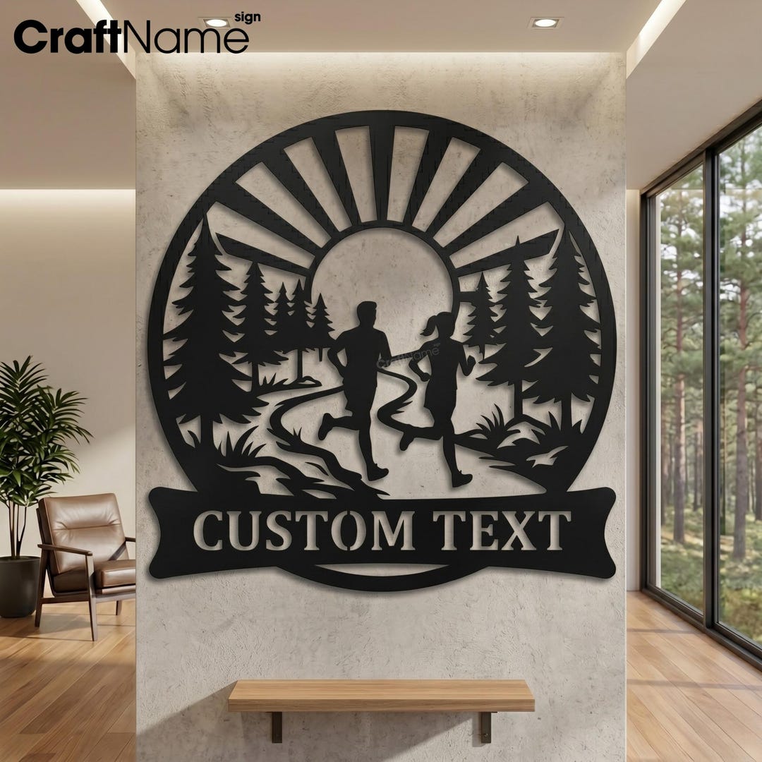 Running Metal Wall Art With LED Light, Custom Marathoner Sign, Home Gym ...
