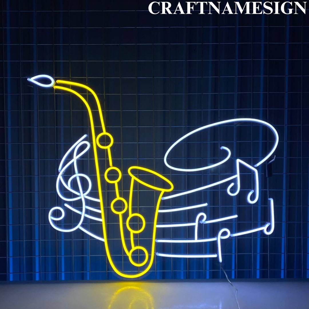 Saxophone Music Flow Neon Sign, Saxophone Club Led Sign, Custom Neon ...