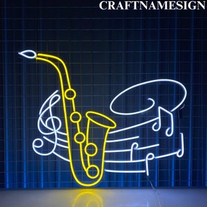 Saxophone Music Flow Neon Sign, Saxophone Club Led Sign, Custom Neon ...