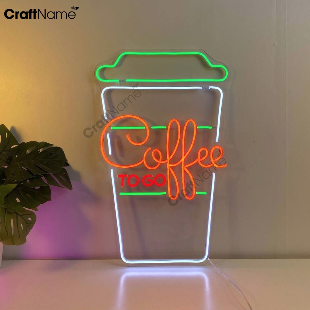 Coffee to Go Neon Sign, Coffee Shop Led Wall Decor, Custom Neon Led ...