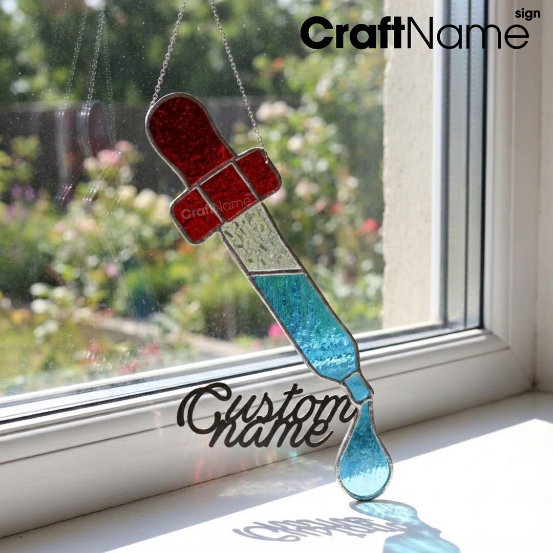 Personalized Science Lab Dropper Stained Glass Ornament, Handmade ...