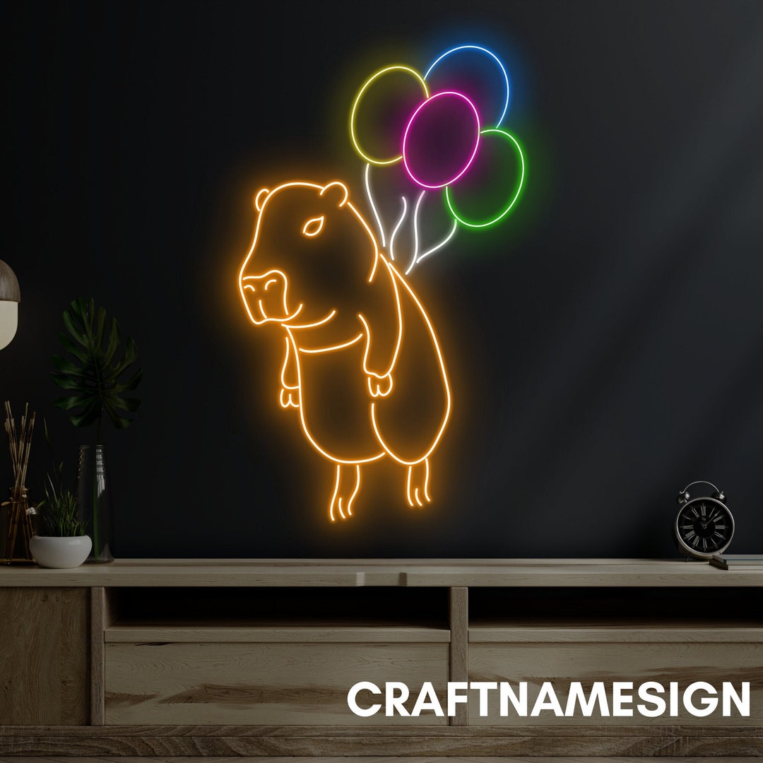 Capybara Balloon Led Sign, Capybara Balloon Neon Sign, Custom Neon Sign ...