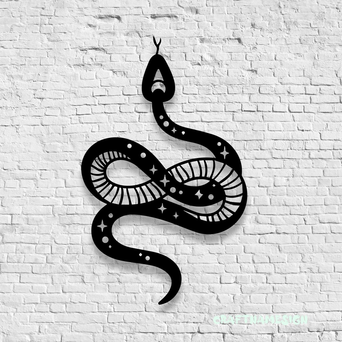 Snake Moon Phase Metal Wall Art With LED Light Celestial - Etsy