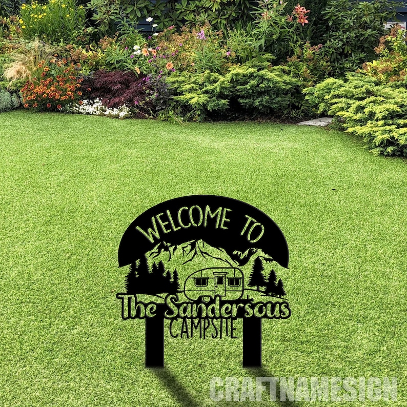 Custom Camping Metal Sign With Stake, Happy Campers Yard Sign, Camping ...