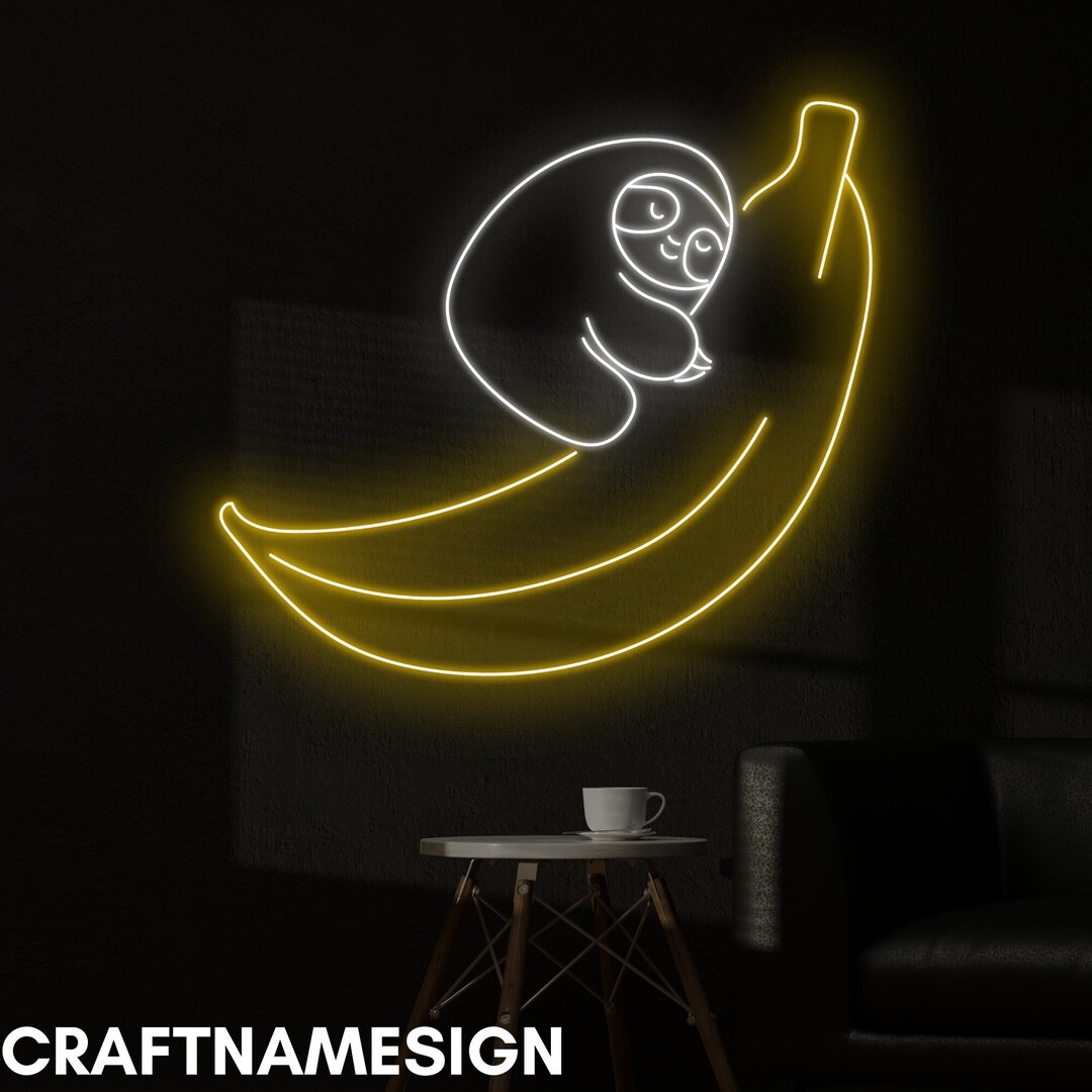 Sloth Banana Neon Sign, Sloth Banana Led Sign, Custom Neon Sign, Banana ...
