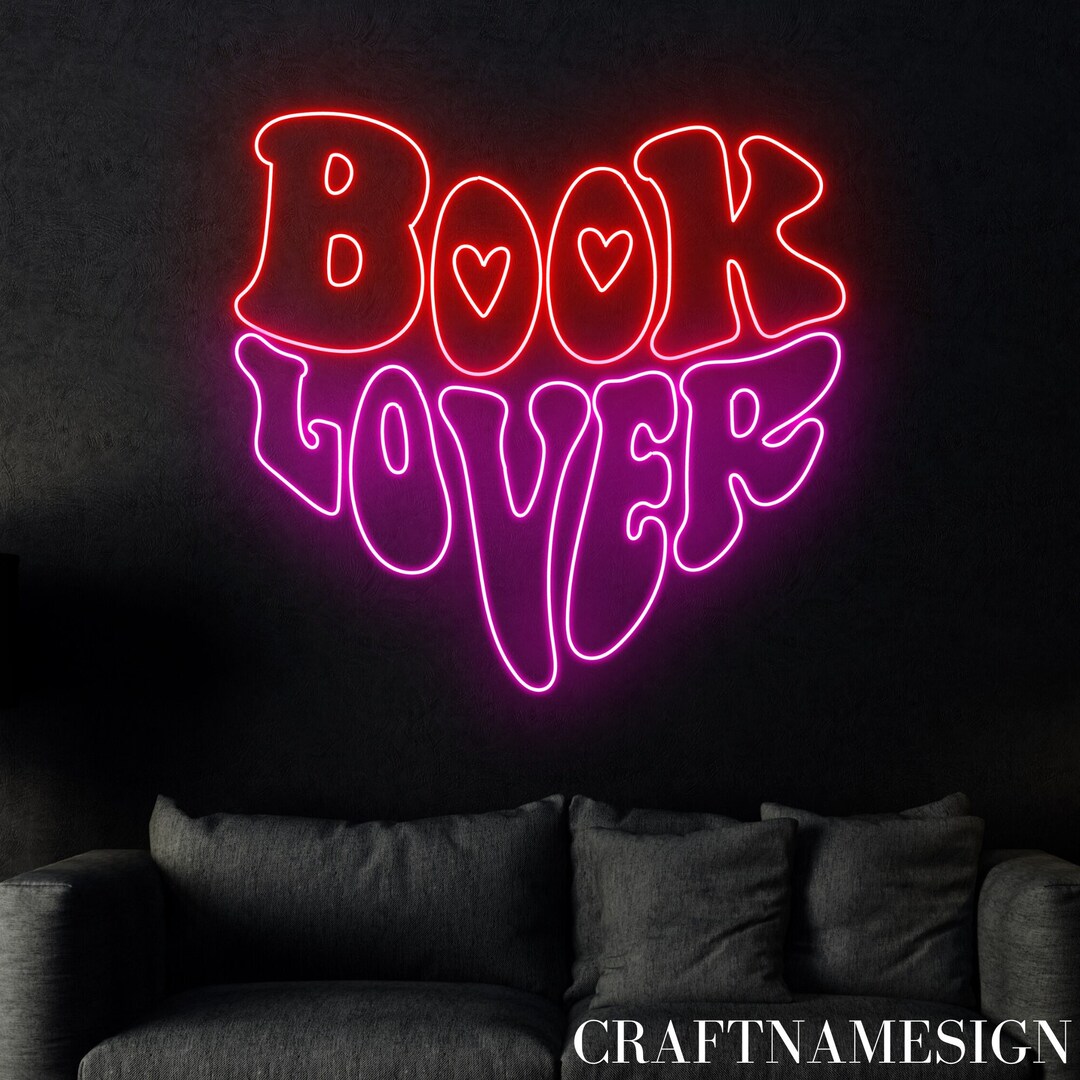 Book Lover Neon Sign, Books Led Sign, Custom Neon Sign, Book Store Wall ...