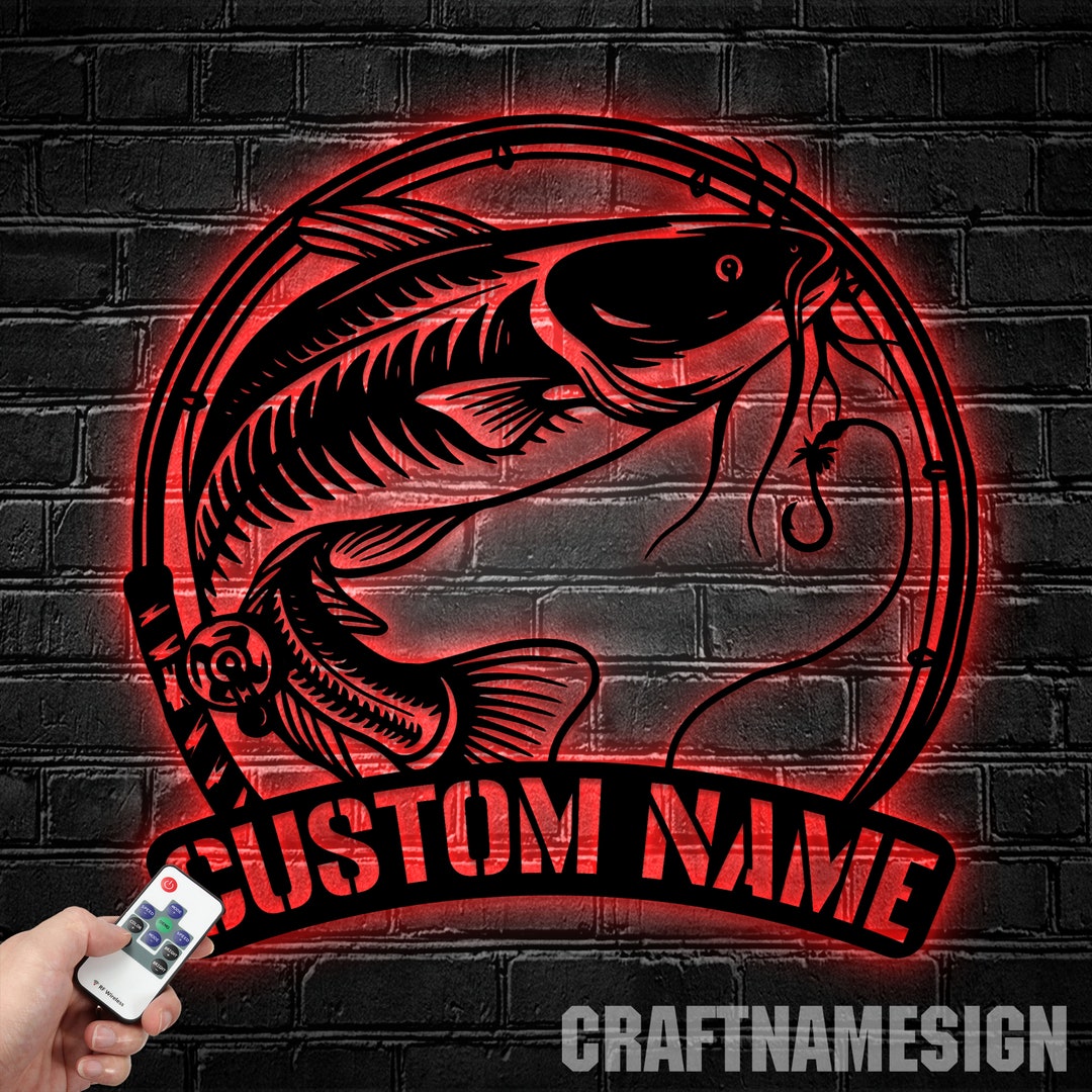 Custom Catfish Metal Sign, Catfish Metal LED Decor, Personalized ...