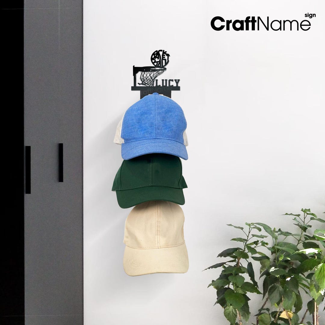 Custom Basketball Hat Rack Metal Wall Art, Hat Organizer, Personalized ...