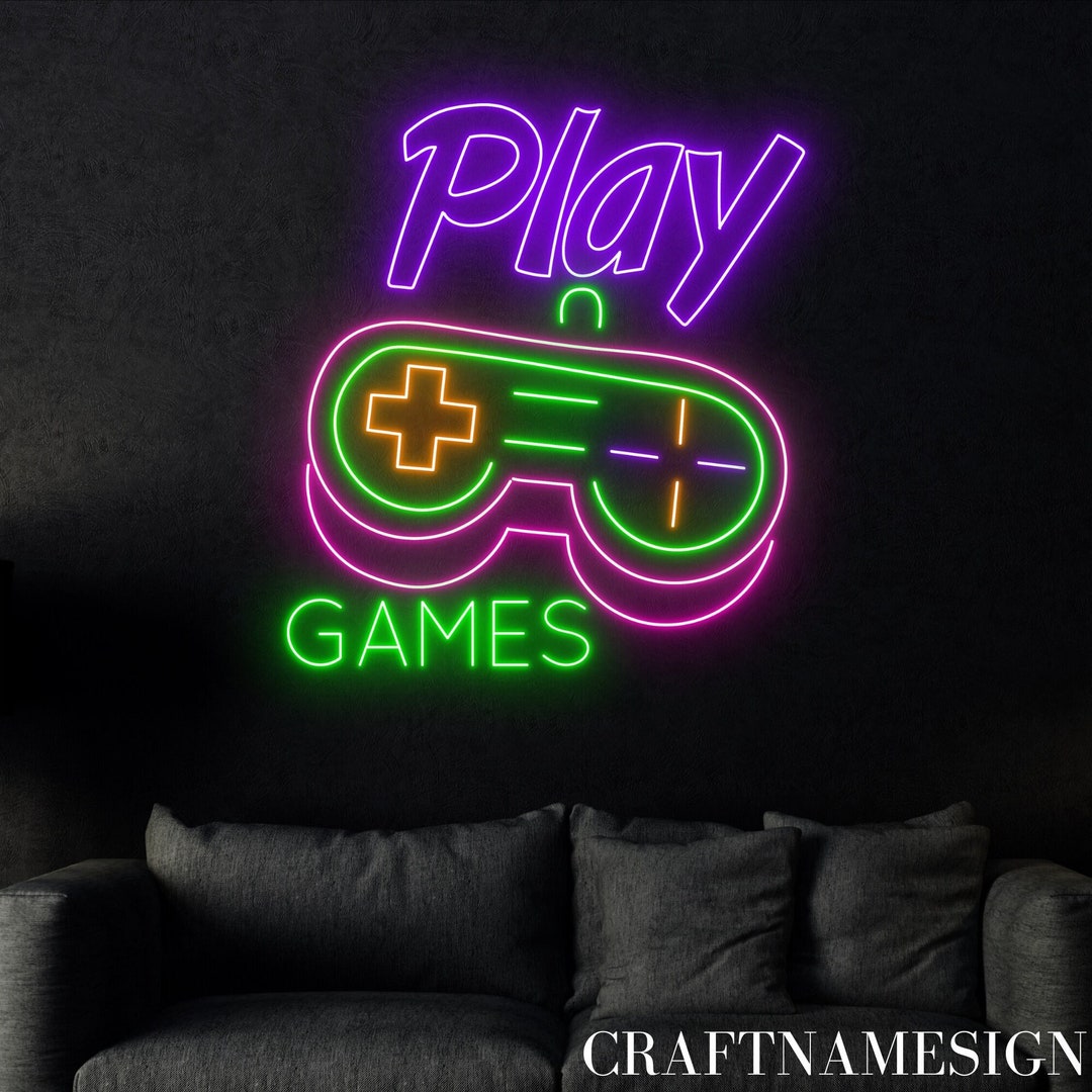 Play Games Led Sign, Game Controller Neon Sign, Custom Neon Sign, Game ...