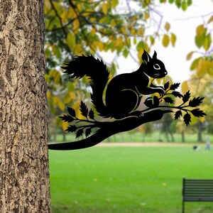 Custom Squirrel With Nut Metal Stake for Tree Decor, Squirrel Garden ...