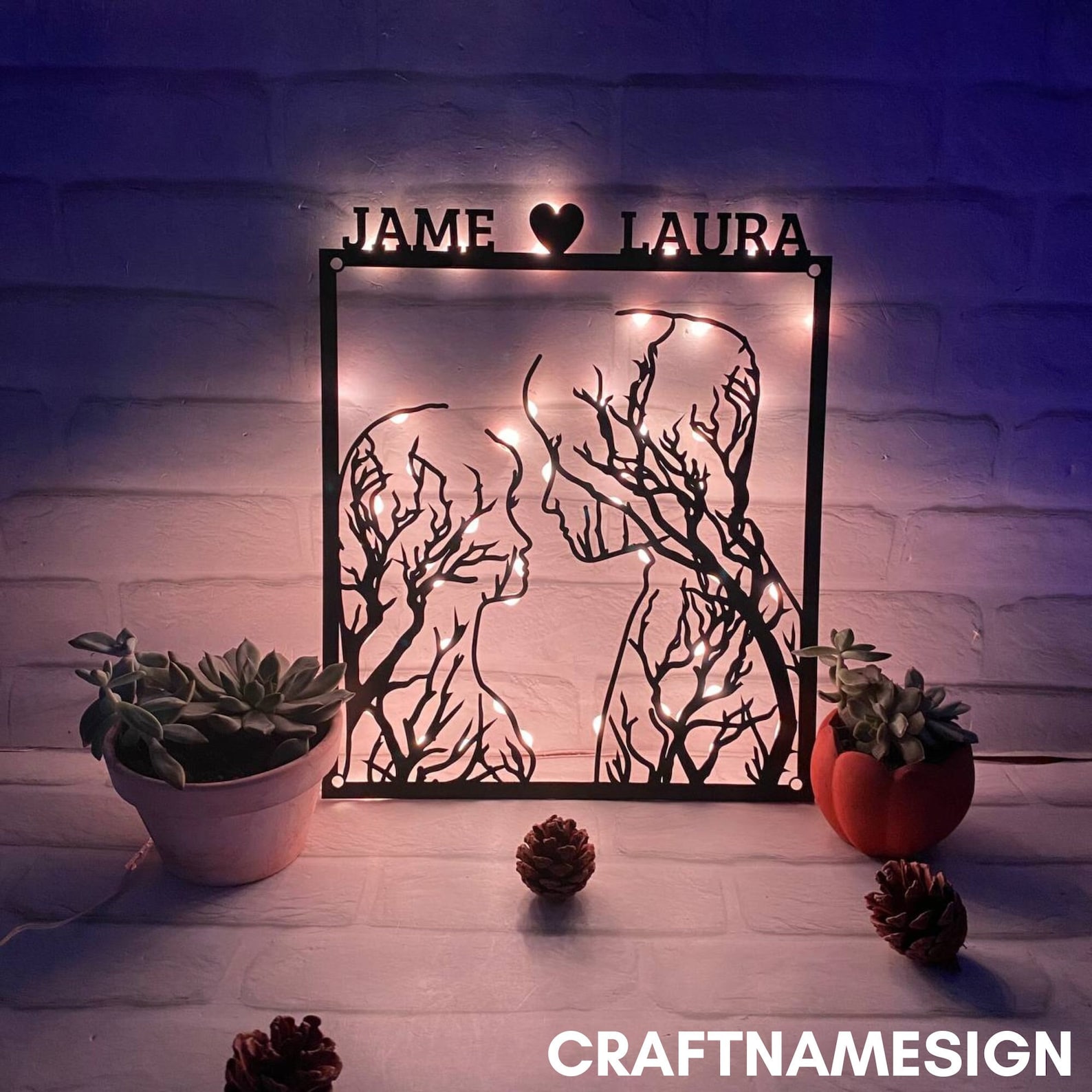 Personalized Couple Metal Led Wall Decor Light, Couples Metal Sign ...