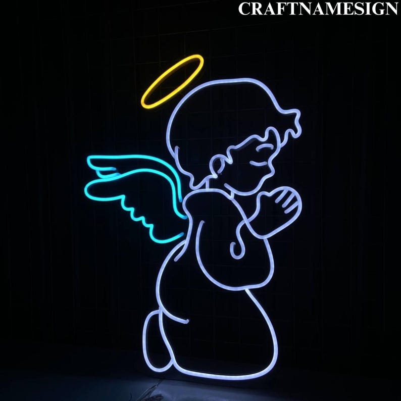 Baby Angel Neon Sign, Angel Praying Led Sign, Custom Neon Sign, Angel ...