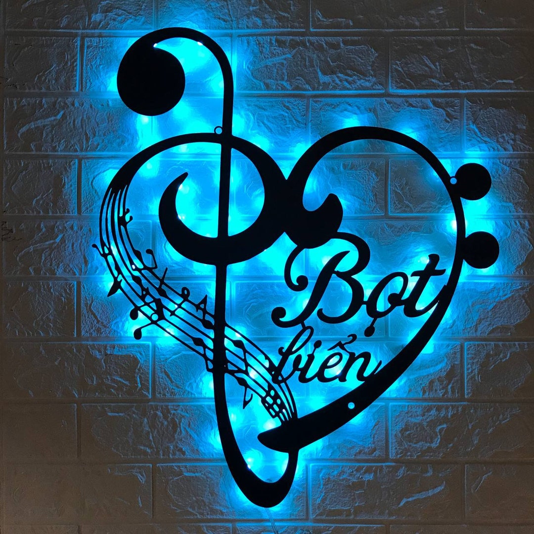 Custom Music Notes Metal Wall Art LED Light - Personalized Music Notes ...
