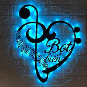 Custom Music Notes Metal Wall Art LED Light - Personalized Music Notes ...