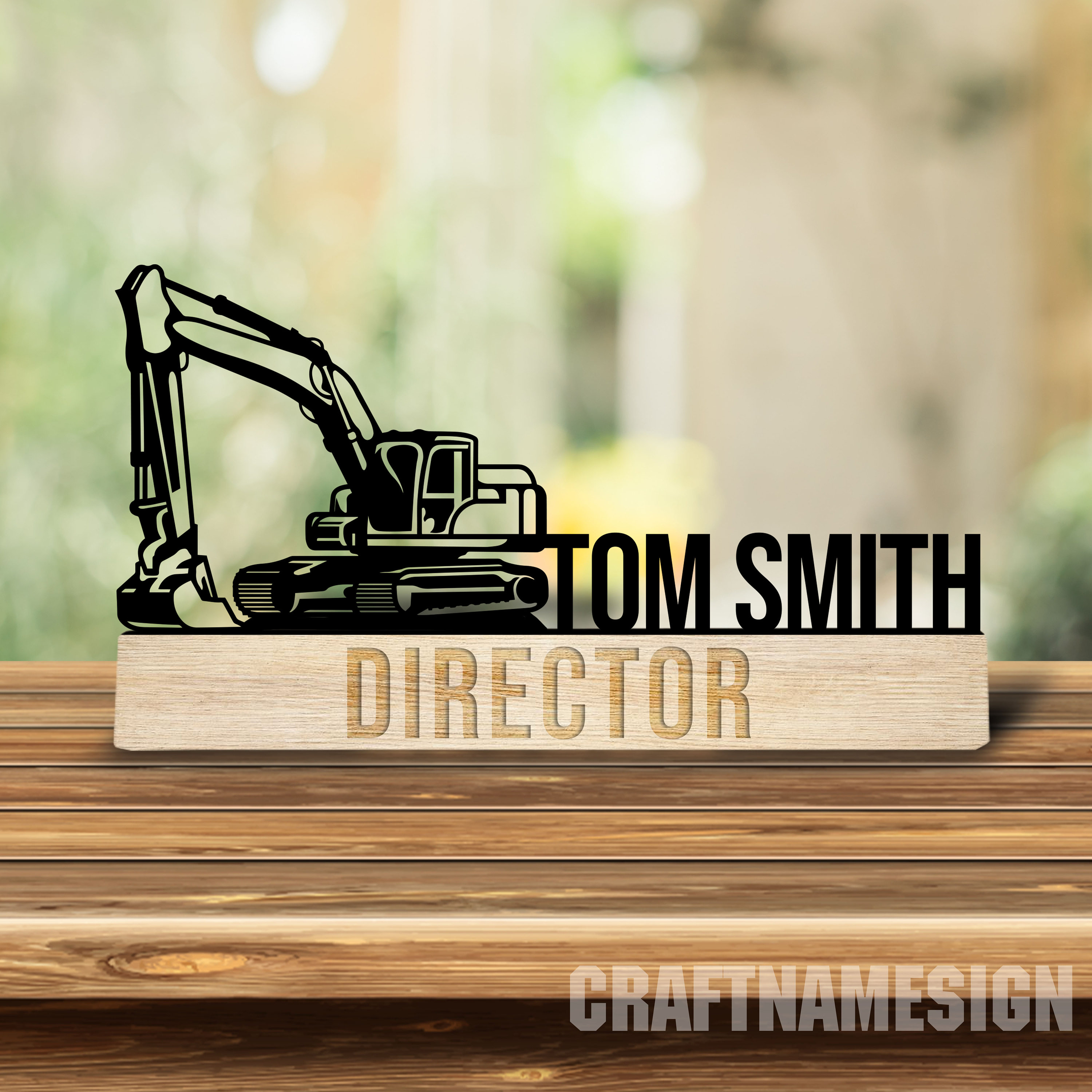 Custom Wooden Excavator Driver Desk Name Plate, Excavator Metal ...