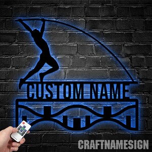Custom Metal Pole Vaulting Medal Hanger Wall Art Light, Pole Vaulter ...
