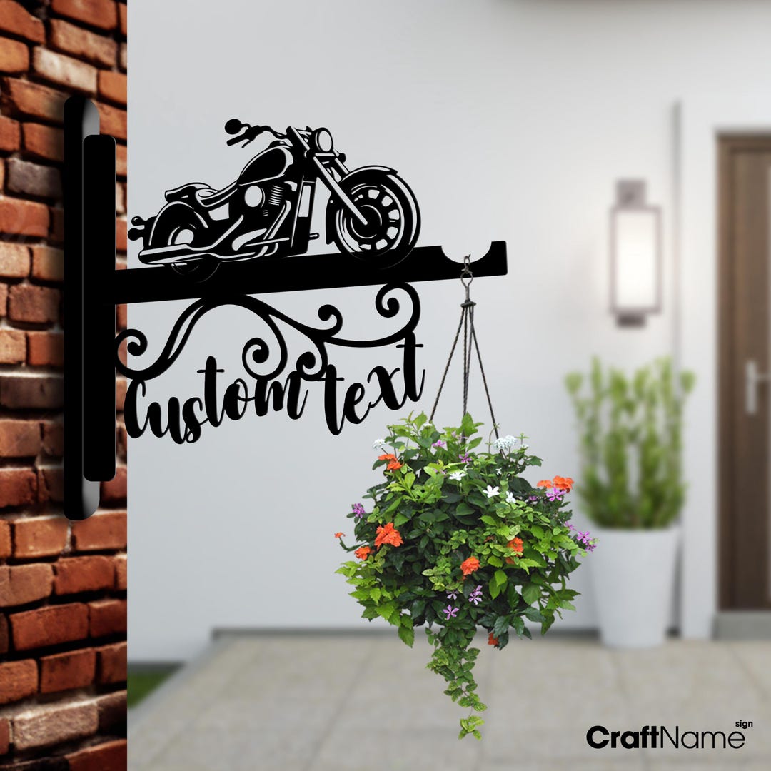 Custom Motorcycle Hanging Planter Outdoor Metal Decor, Personalized ...
