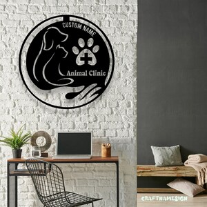 Custom Animal Clinic Metal Wall Art LED Light |personalized Vet Care ...